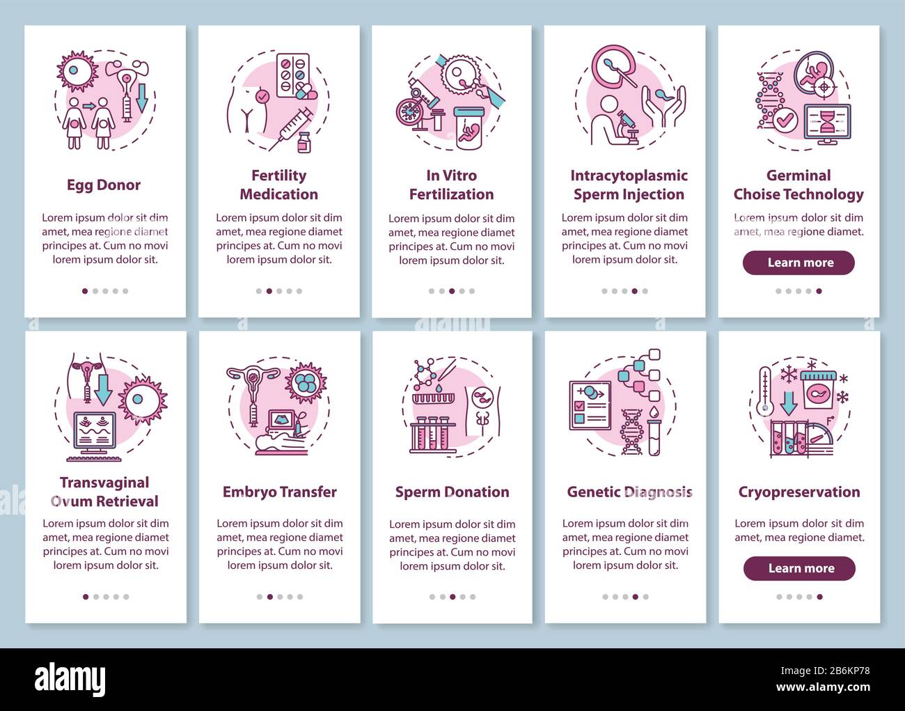Reproductive Technology Onboarding Mobile App Page Screen With Concepts Alternative Pregnancy