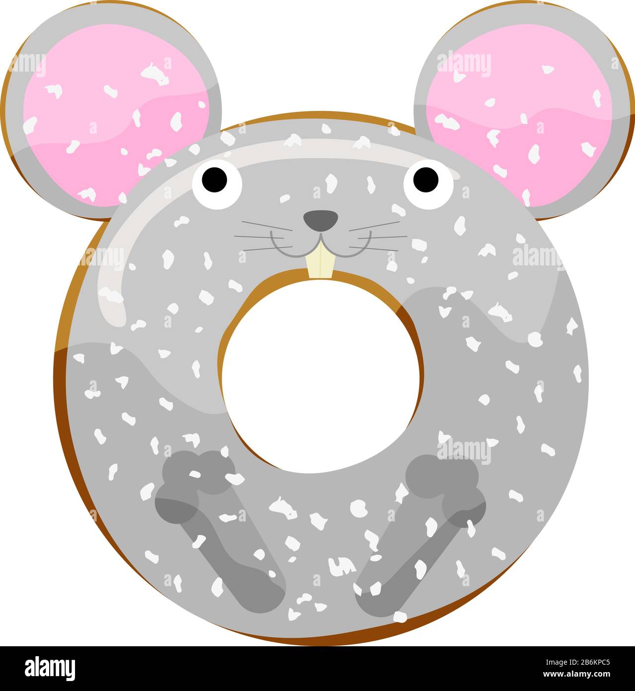 Cute powdered mouse donut isolated on white vector illustration. Cute ...