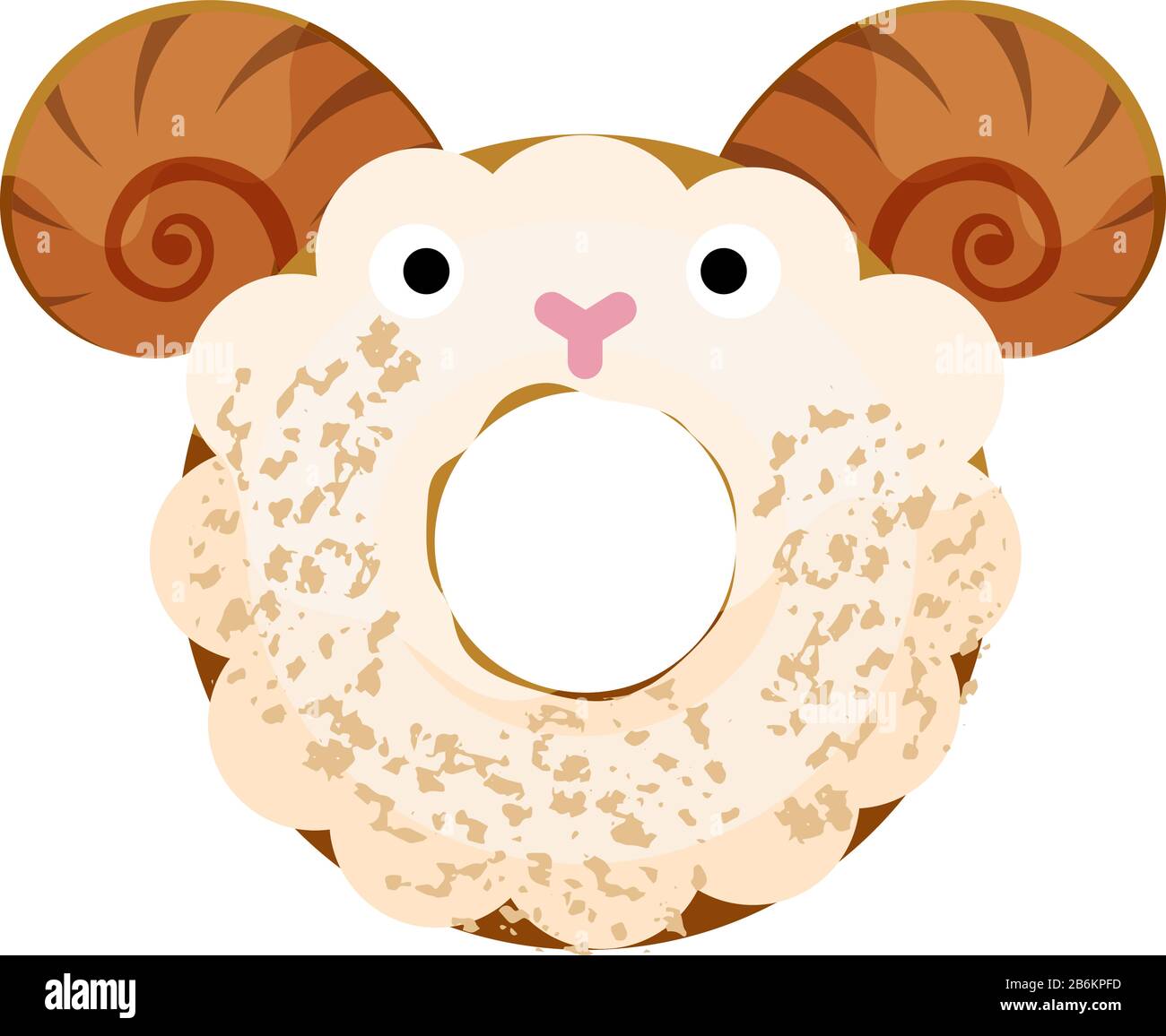 Cute powdered sheep donut isolated on white vector illustration. Cute ...