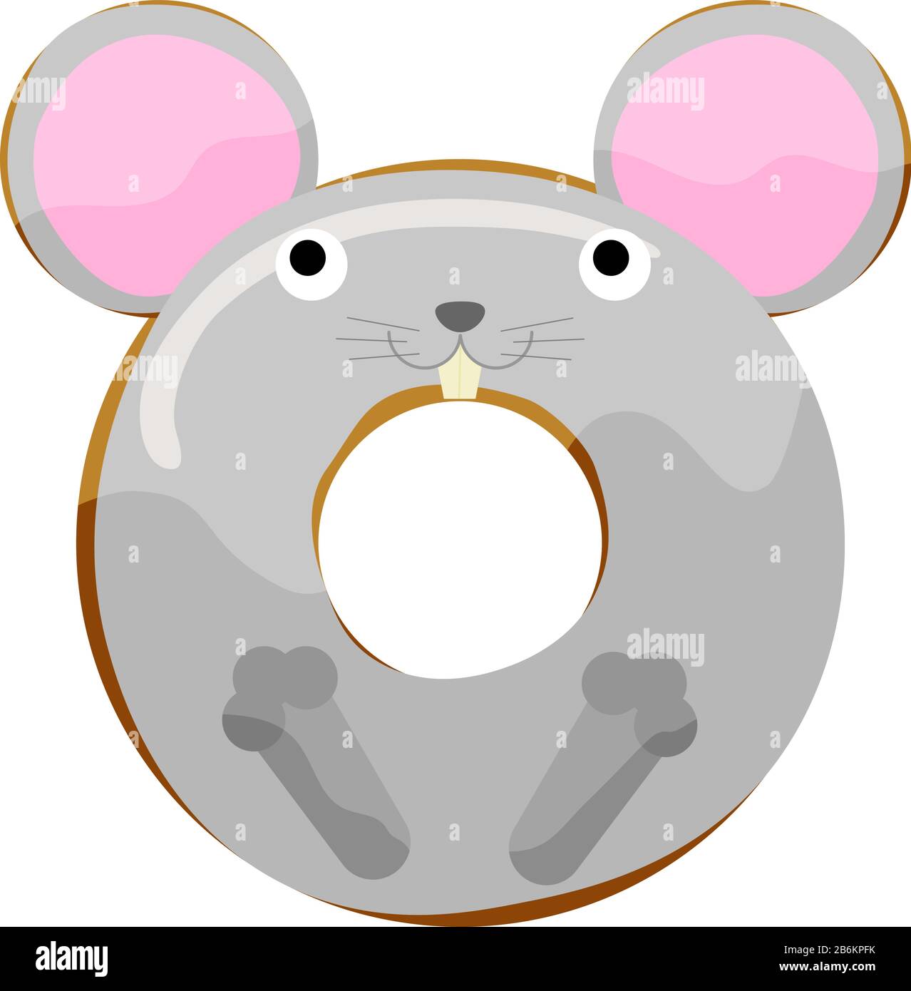 Cute mouse donut isolated on white vector illustration. Cute cartoon ...