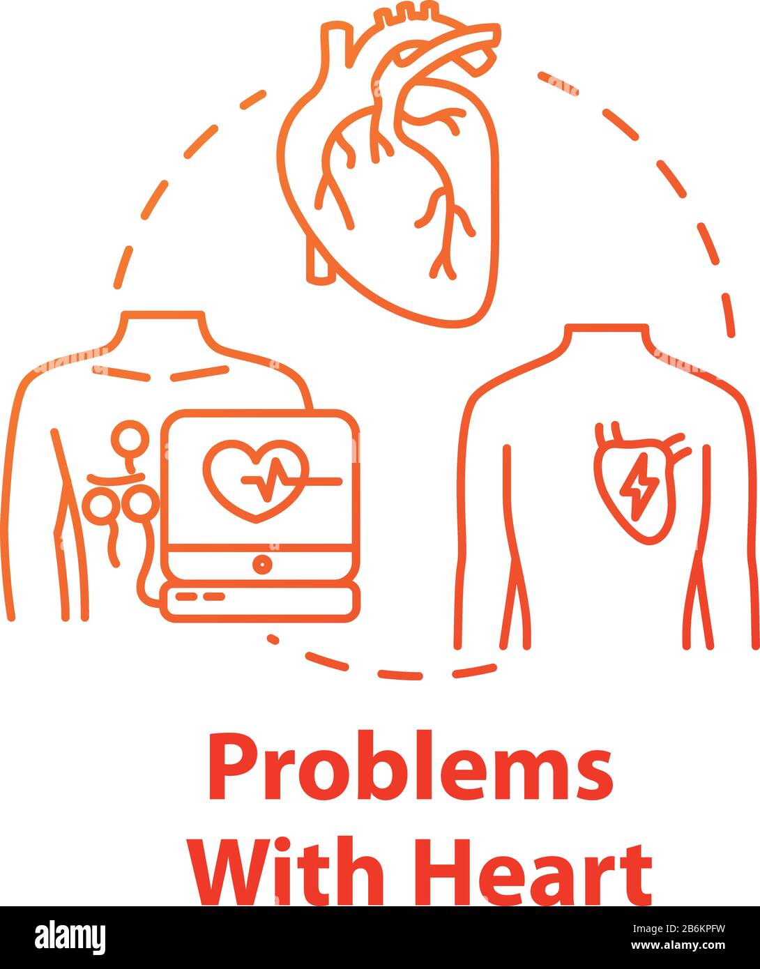 Problems with heart concept icon. Heart attack. Emergency medical ...