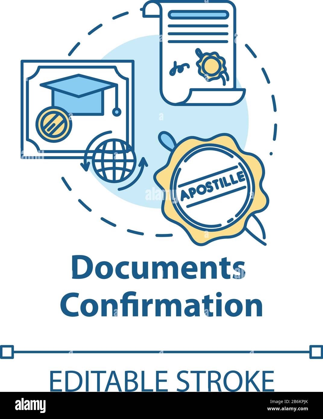Document confirmation concept icon. Common law paperwork. Approved ...