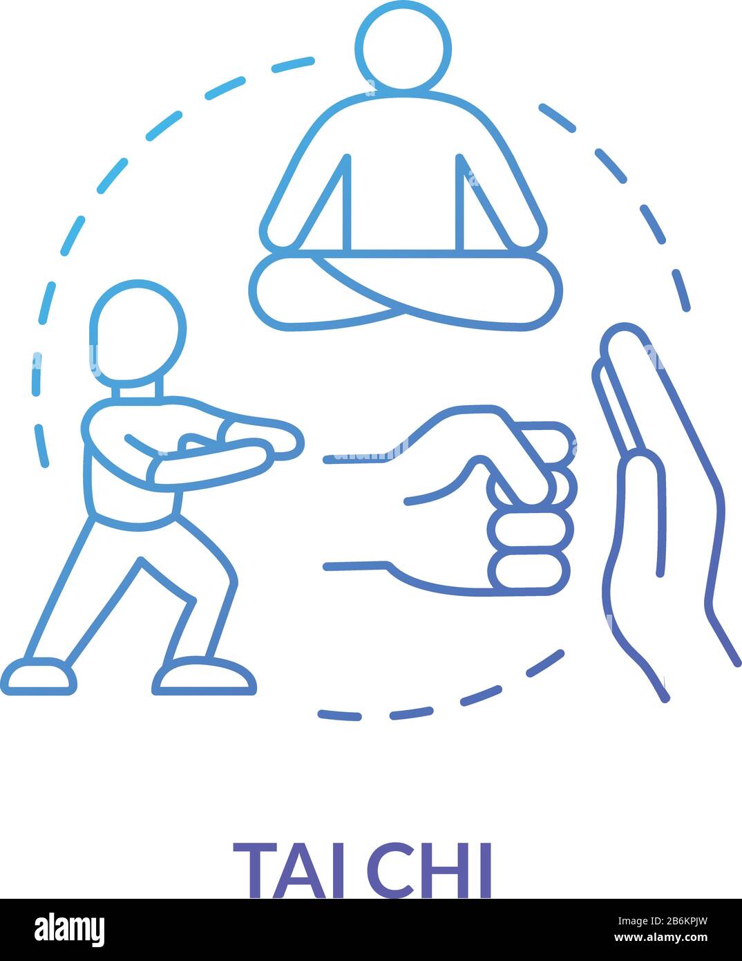 Tai chi concept icon. Traditional chinese martial art idea thin line ...