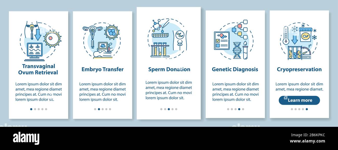 Reproductive Technology Onboarding Mobile App Page Screen With Concepts Egg And Sperm Donor