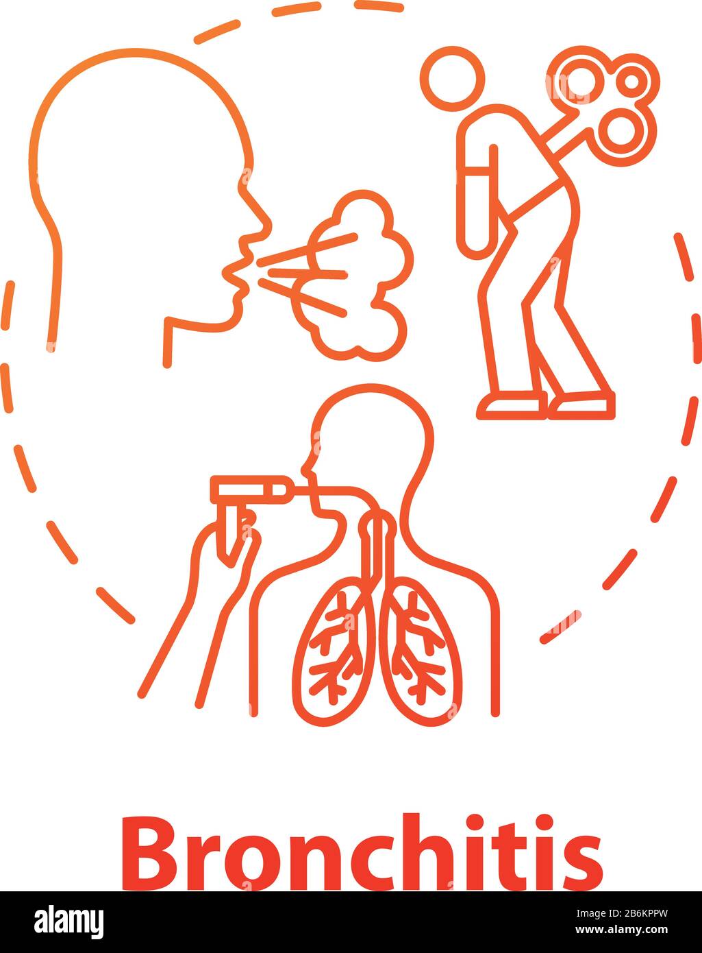 Bronchitis concept icon. Hospital, clinic. Lung disease treatment ...
