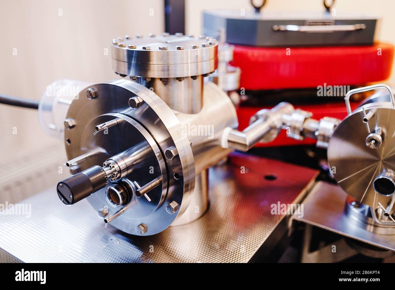 Metallic modern Pipe nodes connections at the factory, industrial ...