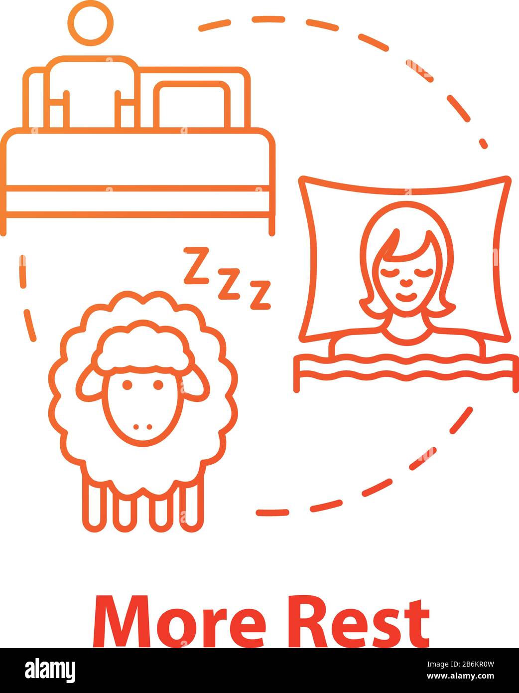 More rest concept icon. Woman tired. Sleep and relaxation. Comfortable ...