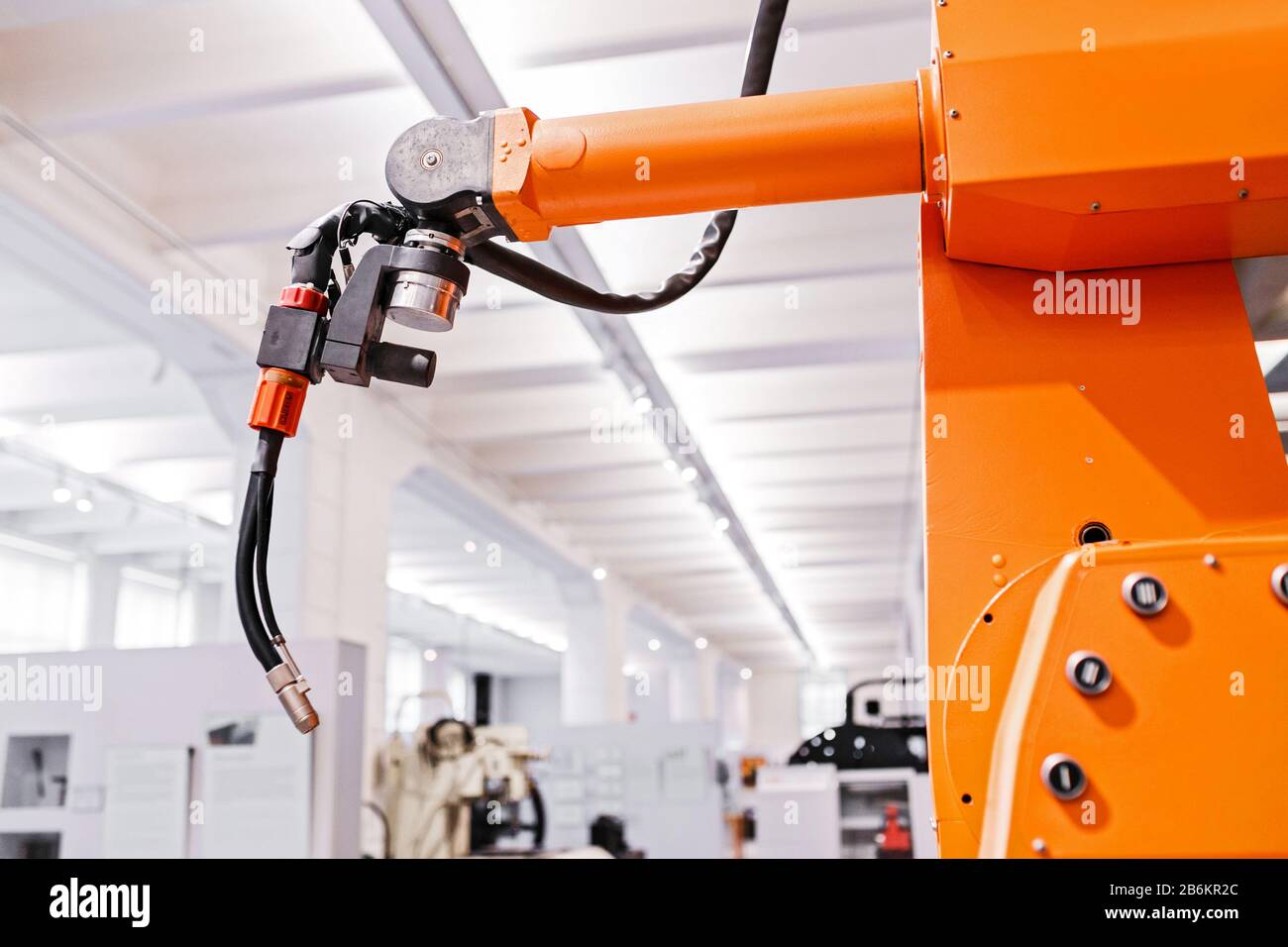 Automated robotic arm for welding on modern equipment factories Stock ...