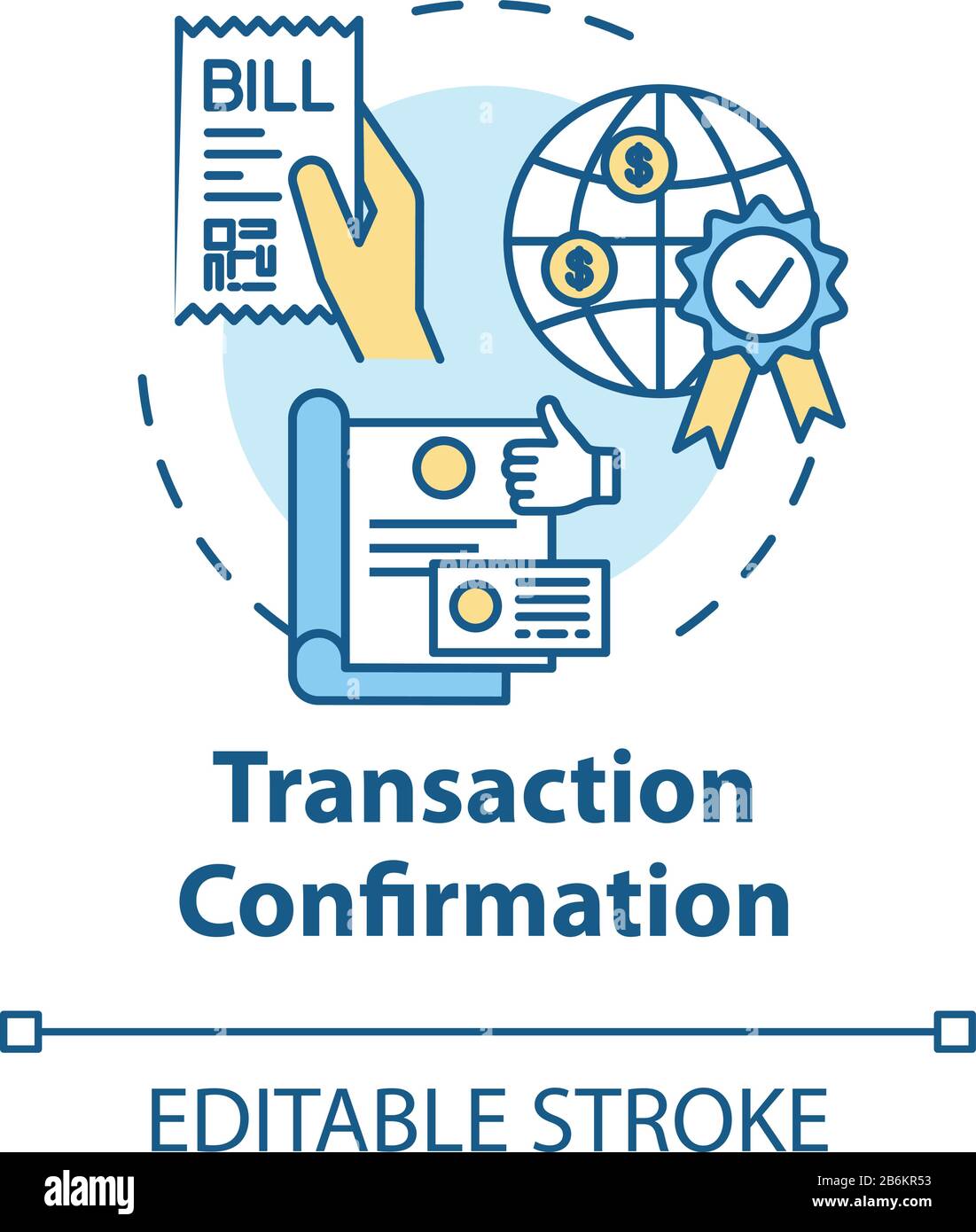Transaction confirmation concept icon. Financial document. Bill ...