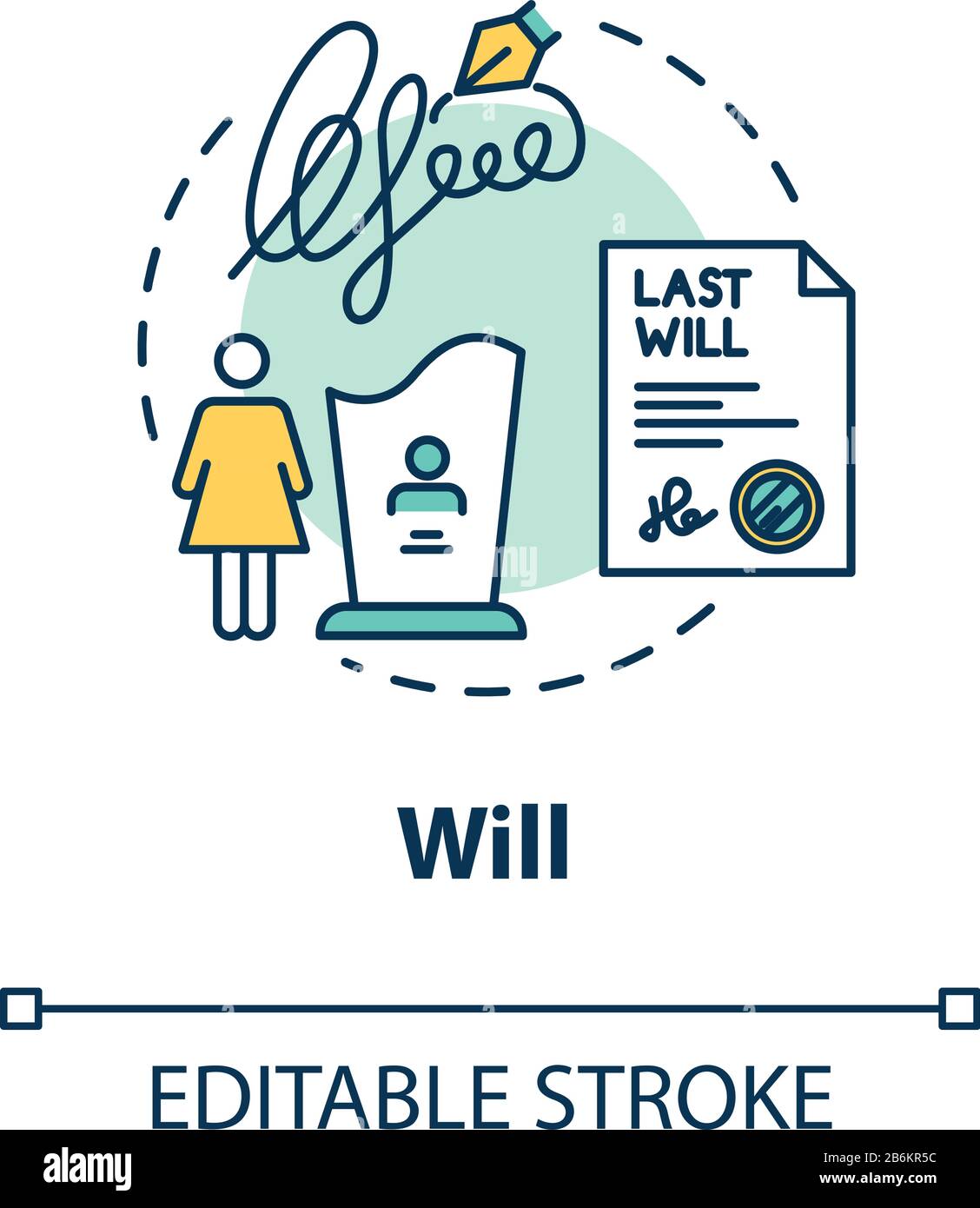 Will concept icon. Testament of deceased person. Legacy for widow ...