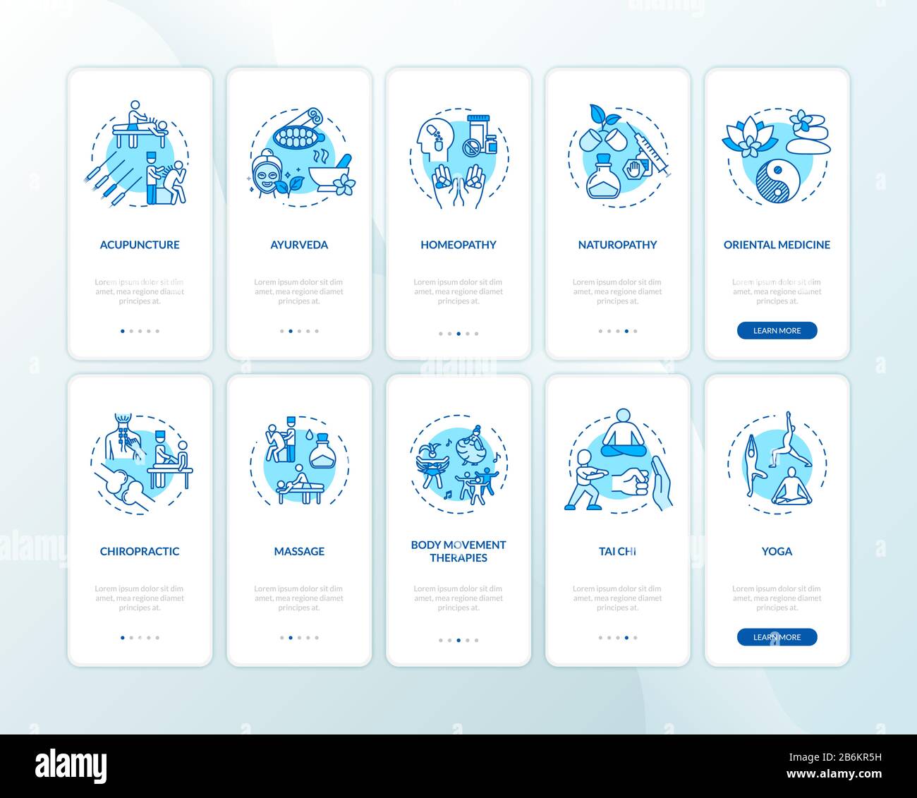 Complementary medicine onboarding mobile app page screen with concepts ...