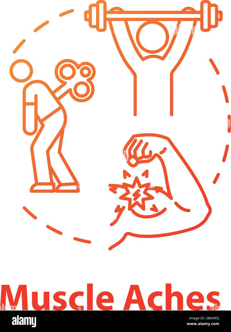 Muscle aches concept icon. Injury and physical strain. Arm inflammation ...