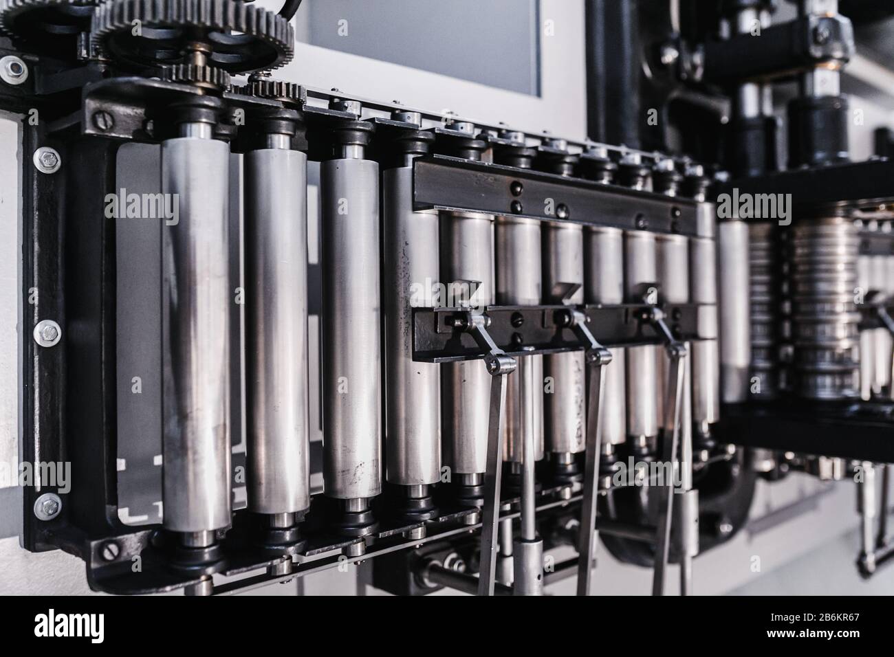 Big metal pistons of a machine Engine Stock Photo - Alamy