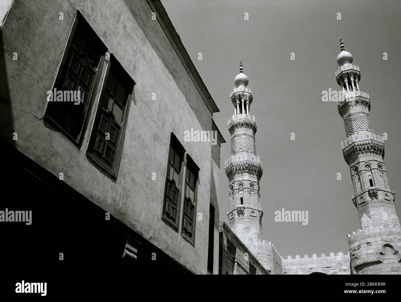 Black and White Travel Photography - Minarets above the Fatimid gate ...