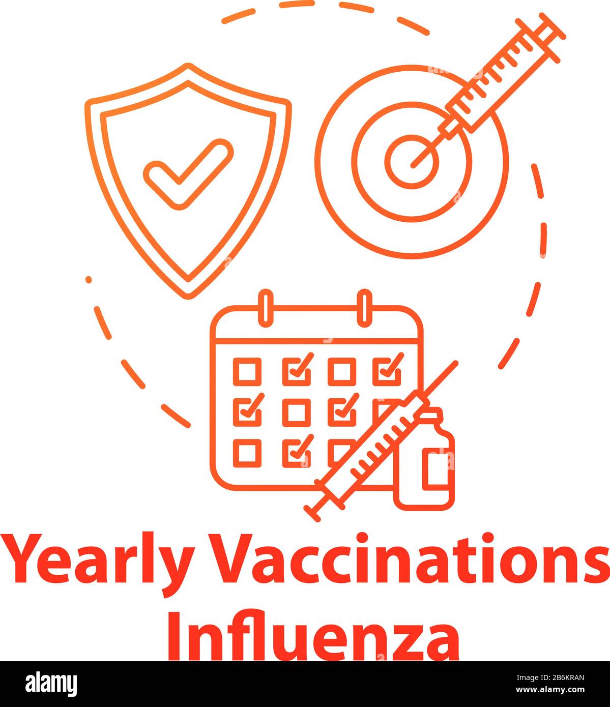 Yearly vaccination for influenza concept icon. Syringe with needle ...
