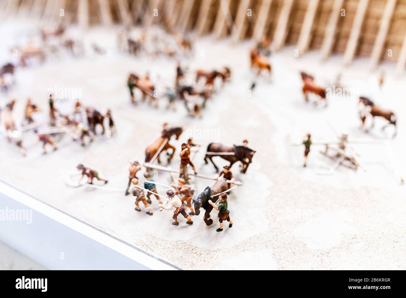 Miniature toy people model with horses, agriculture model Stock Photo ...