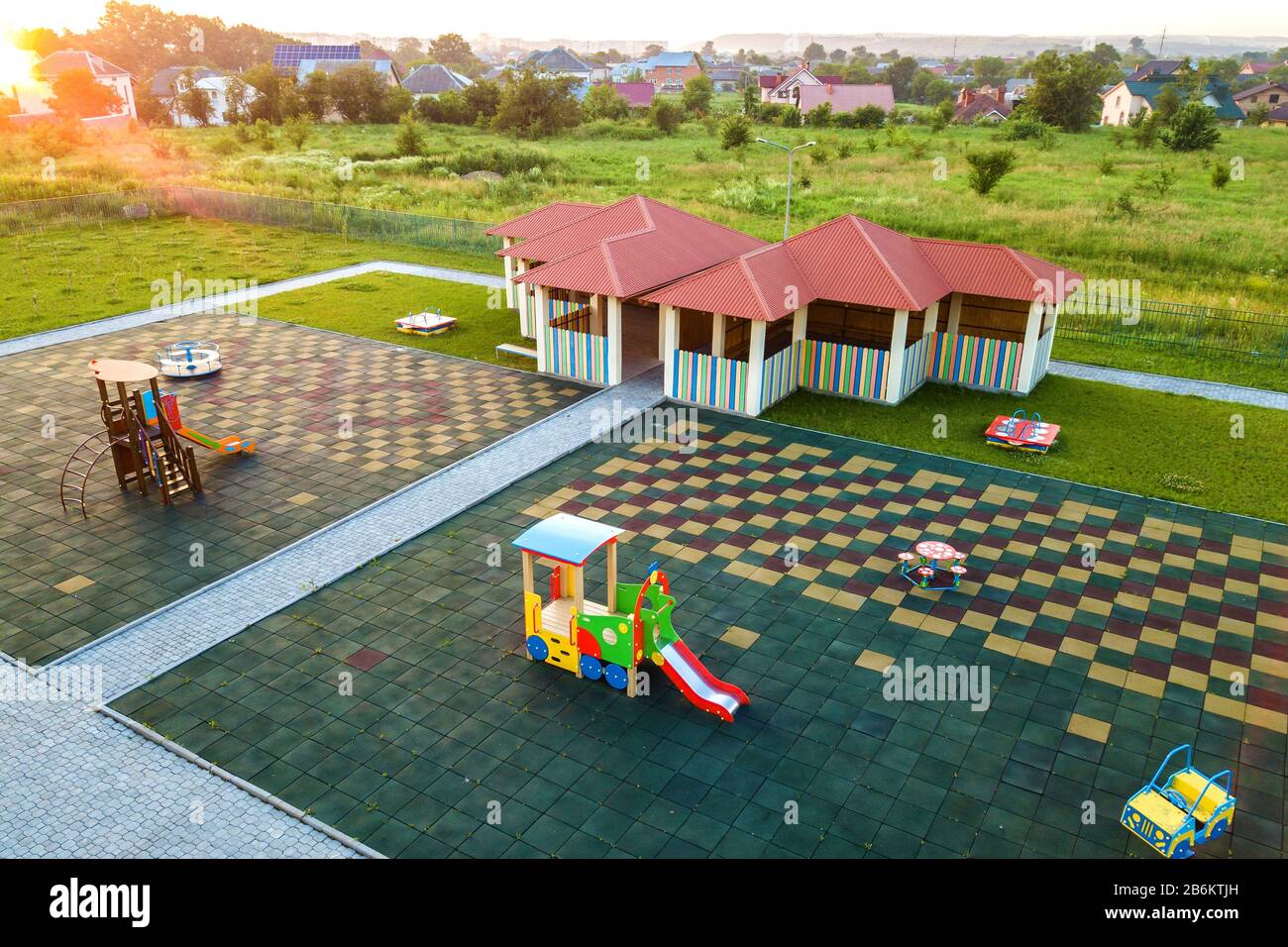 Aerial view school playground children hi-res stock photography and ...