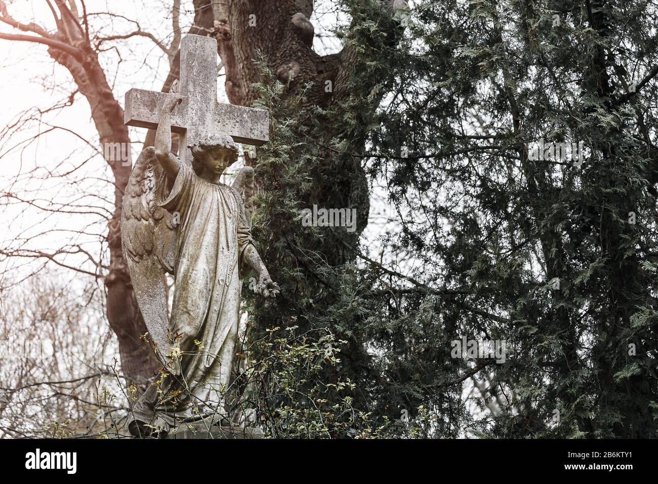 Figure of angel as a symbol of Grief and sorrow in the old medieval ...