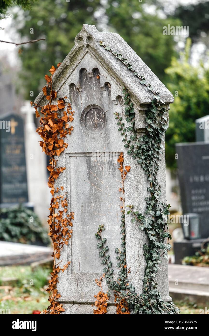 24 MARCH 2017, VIENNA, AUSTRIA: Old, ruined and overgrown monuments on ...