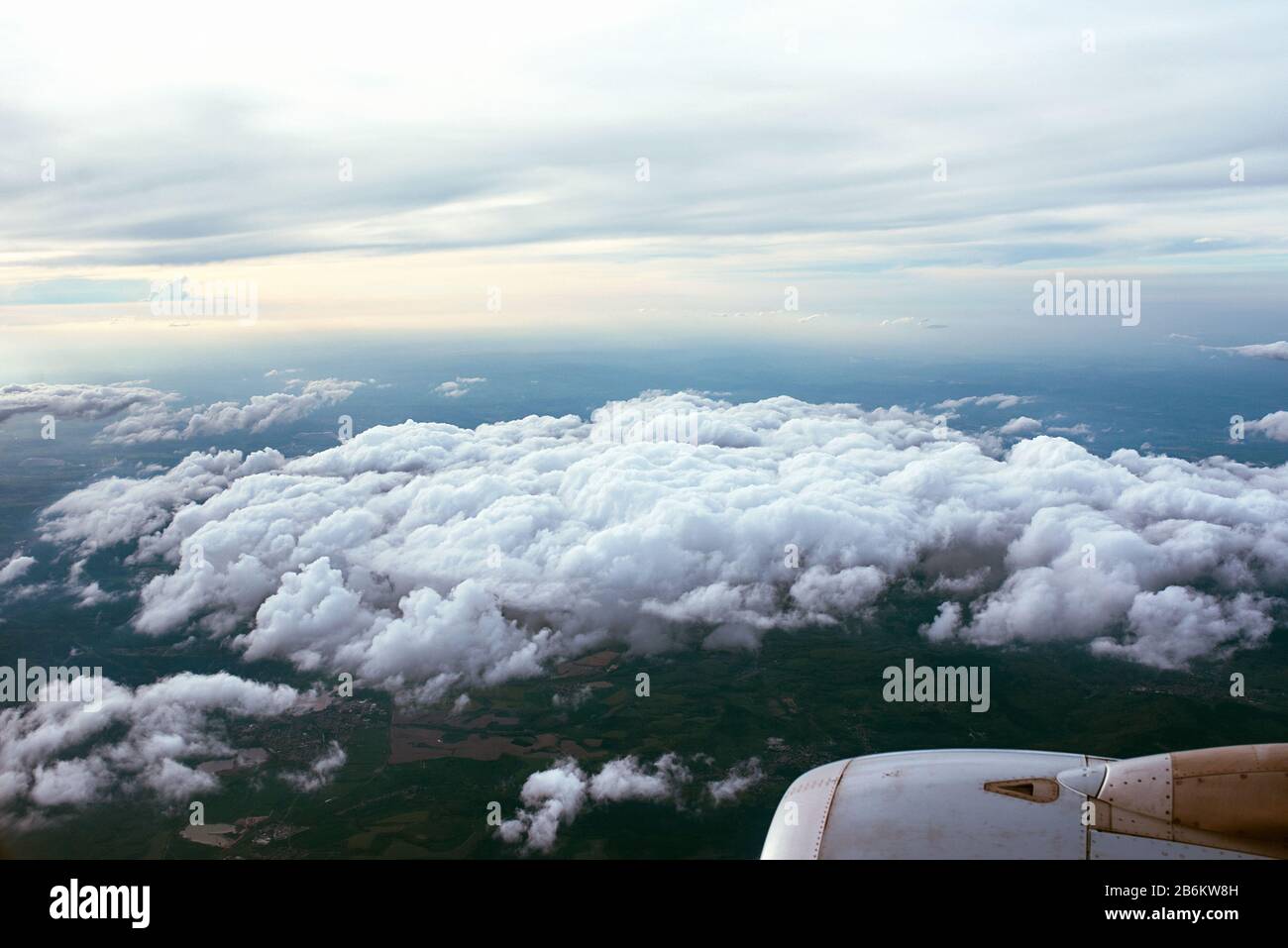beautiful amazing view to the land and sky from the aircraft Stock ...