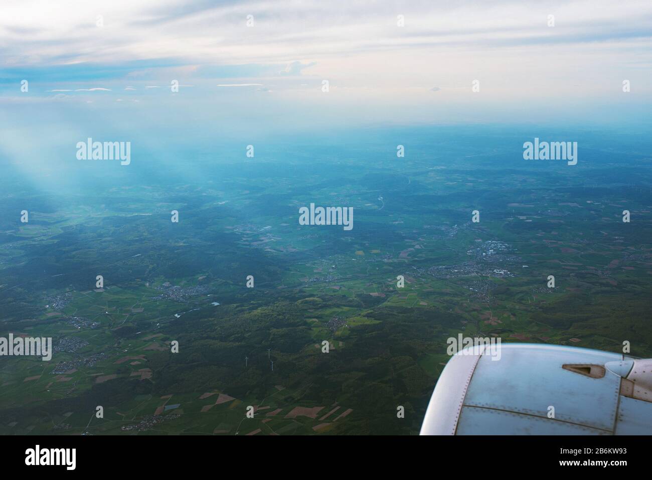beautiful amazing view to the land and sky from the aircraft Stock ...