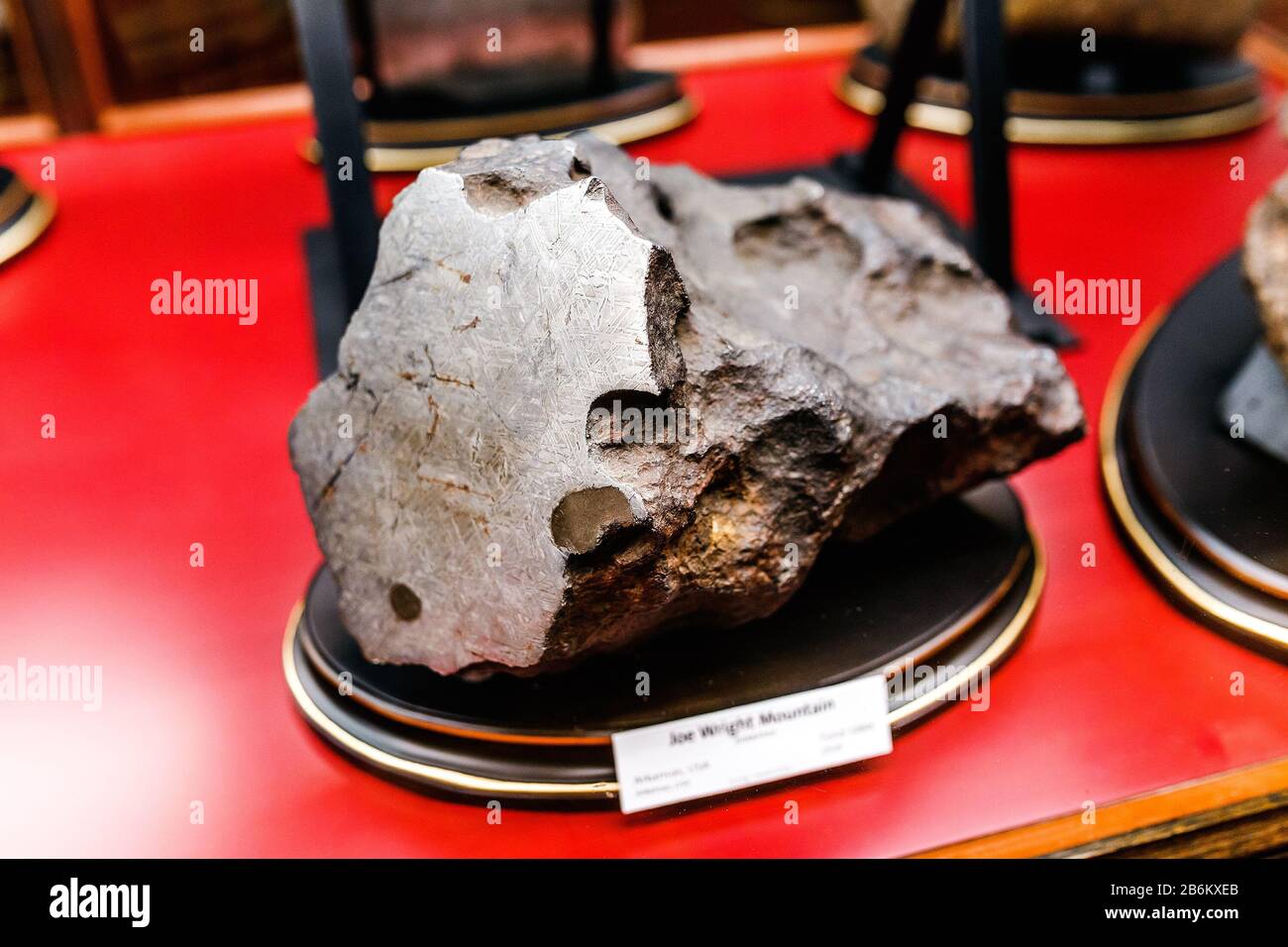 Metal Meteorite at the museum showcase Stock Photo - Alamy