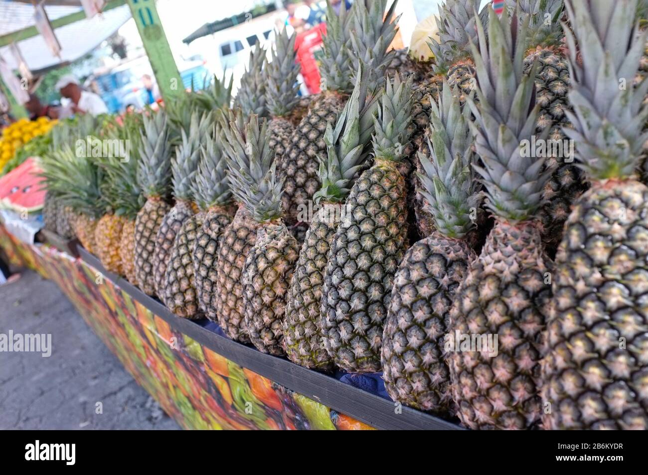 sale of pineapple in a tropical fruit market Stock Photo - Alamy