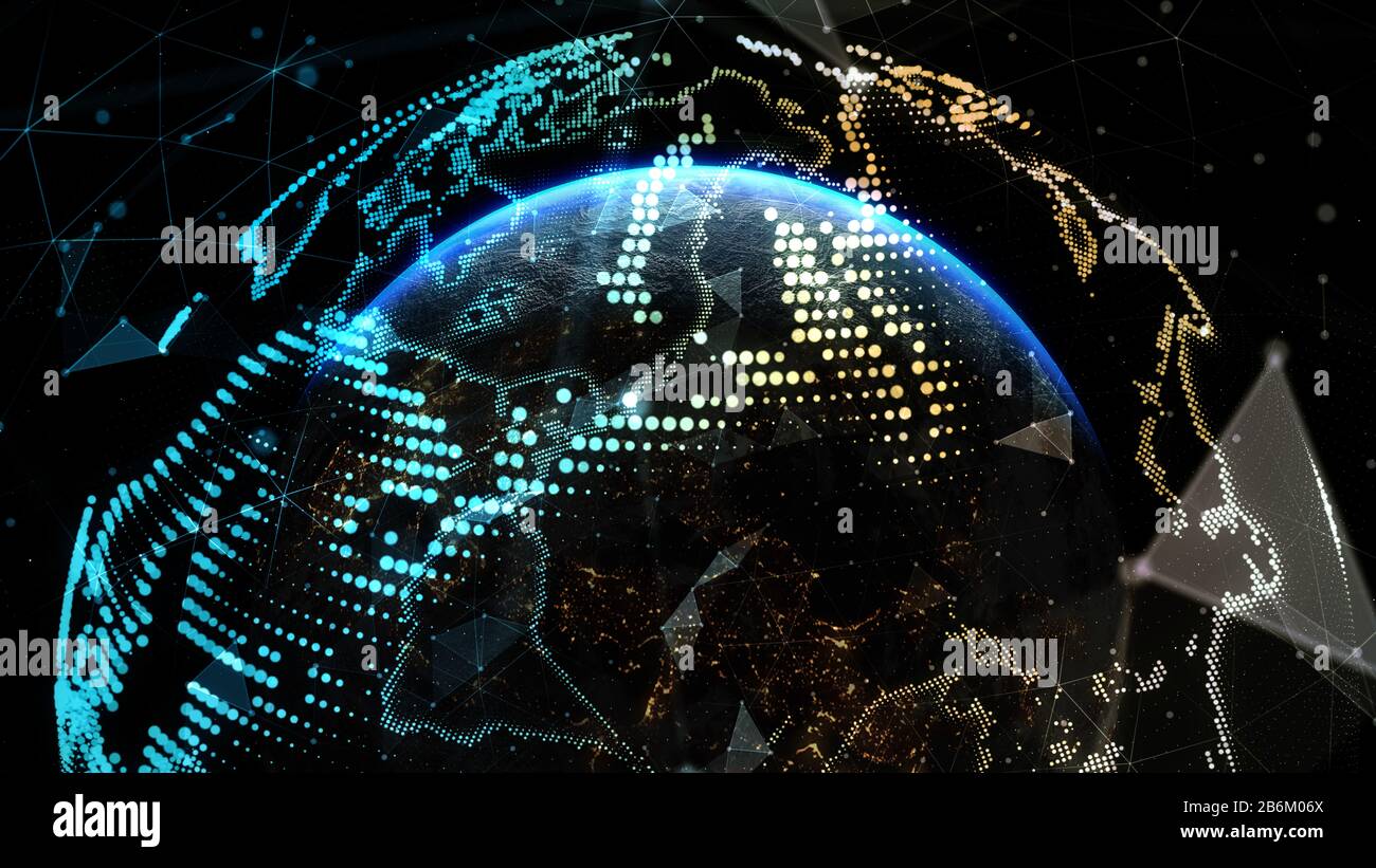 Connection lines Around Earth Globe. Some elements of the image ...