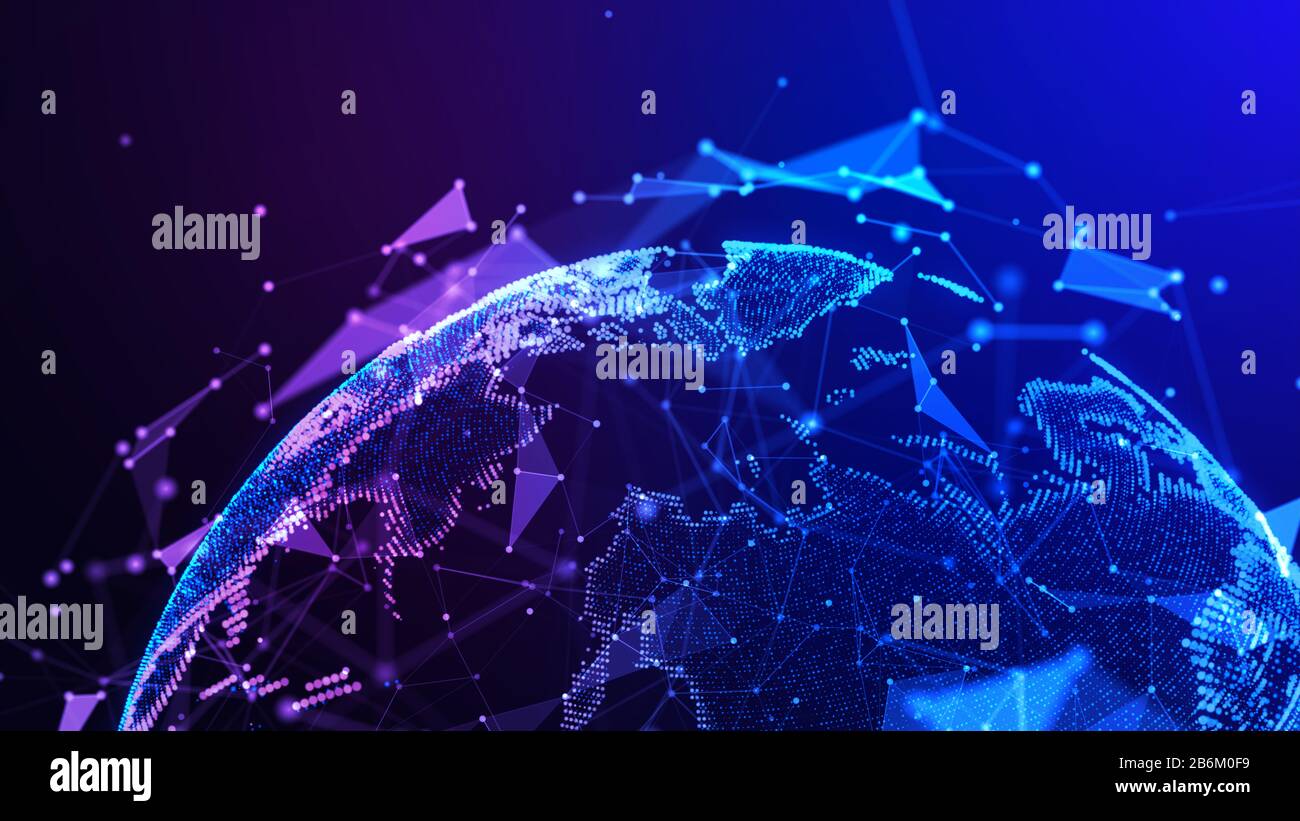 Connection lines Around Earth Globe. Background with Light Effect ...