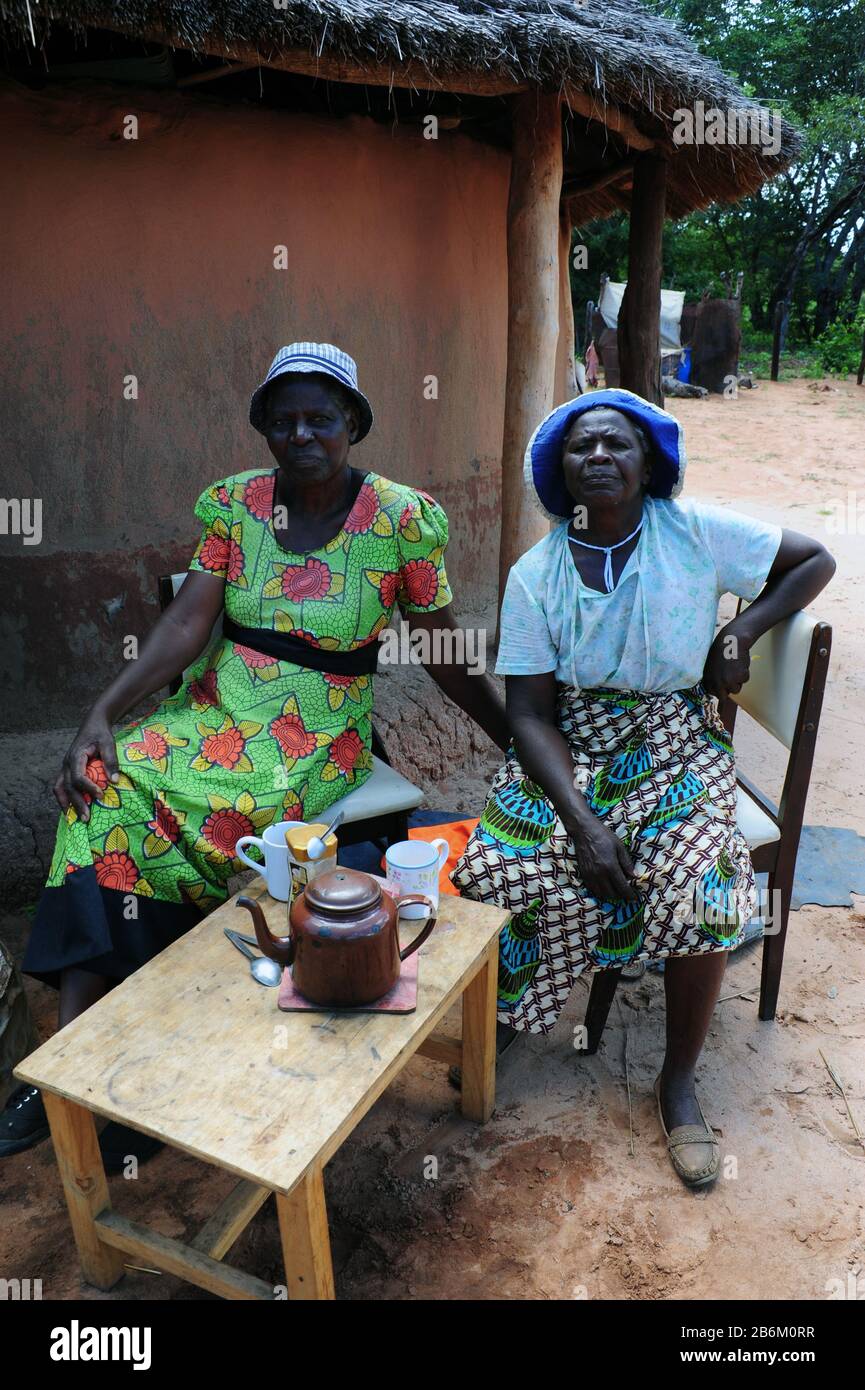 Everyday life in a village belonging to the Matabele ethnic group ...