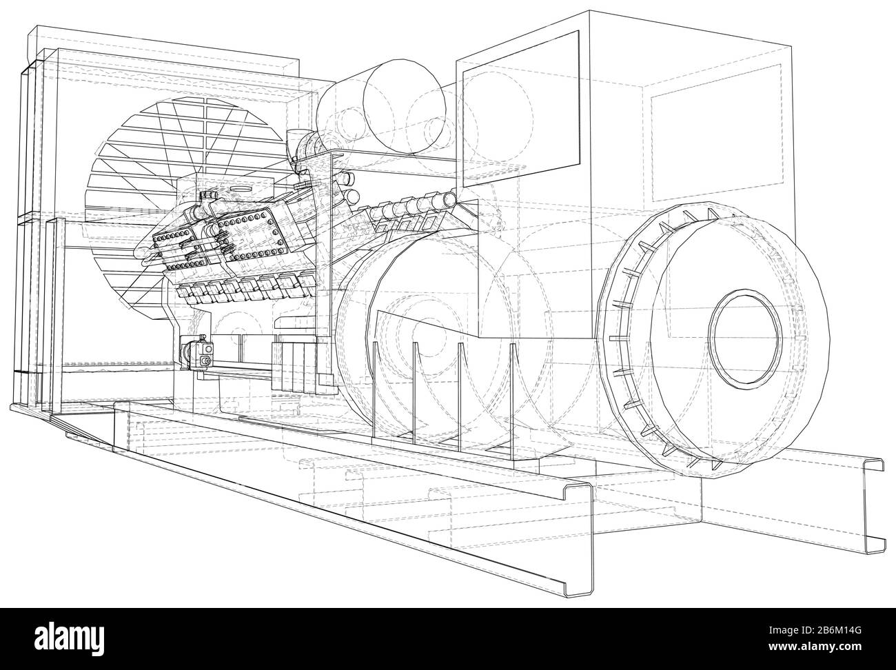 Generator. Diesel and gas industrial electric generator. The layers of ...