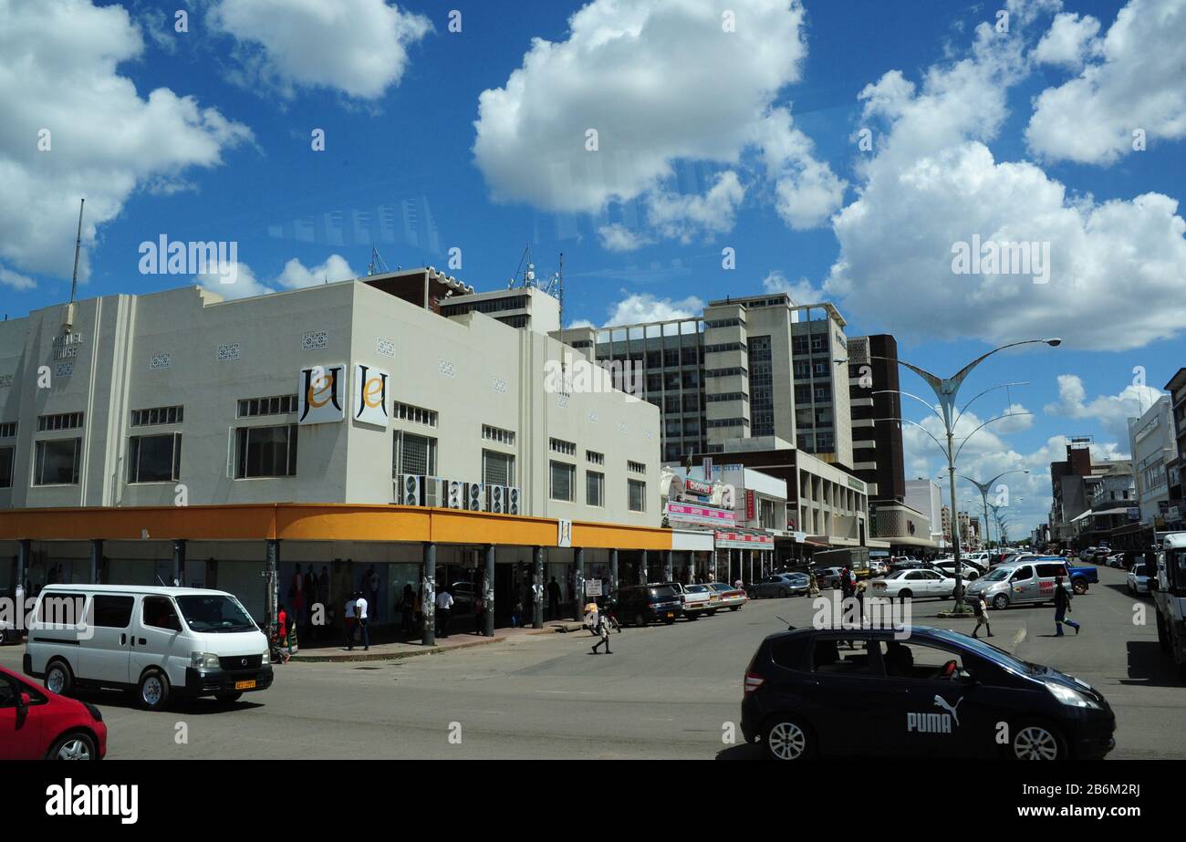 Simbabwe. 19th Feb, 2020. Buildings in the city of Bulawayo in Zimbabwe ...