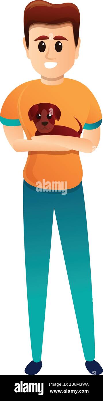 Boy adopt homeless dog icon. Cartoon of boy adopt homeless dog vector ...