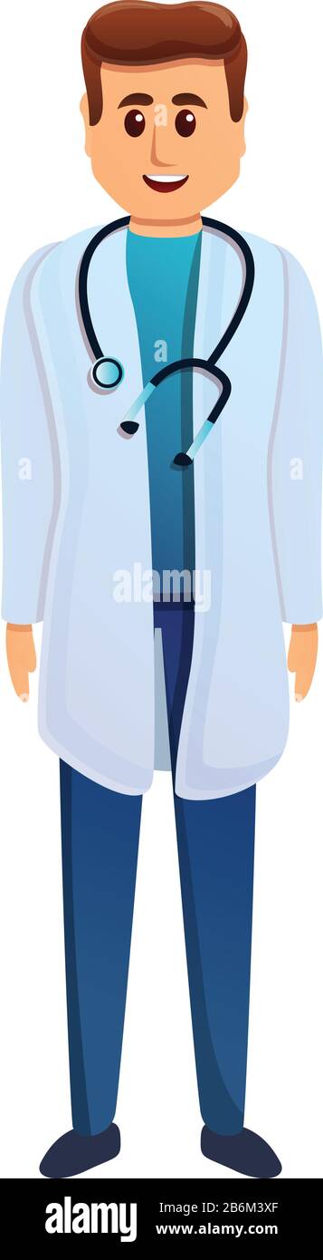 Podiatrist with stethoscope icon. Cartoon of podiatrist with ...