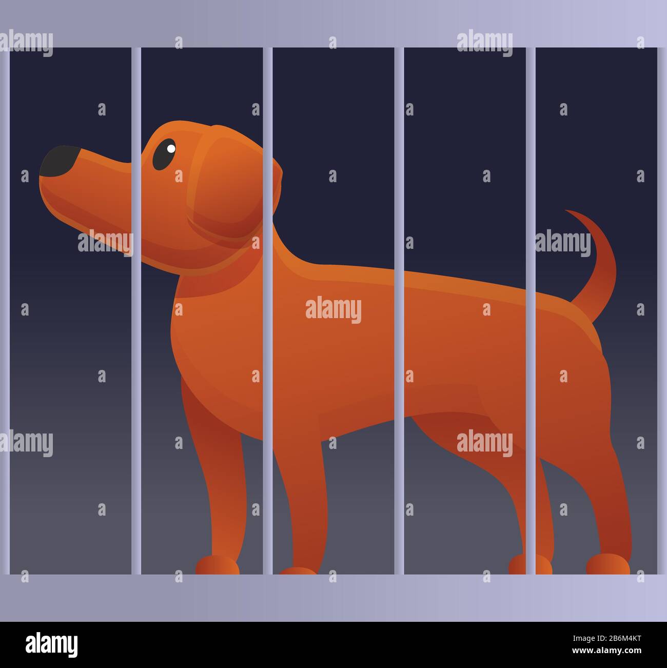 Homeless dog in cage icon. Cartoon of homeless dog in cage vector icon ...