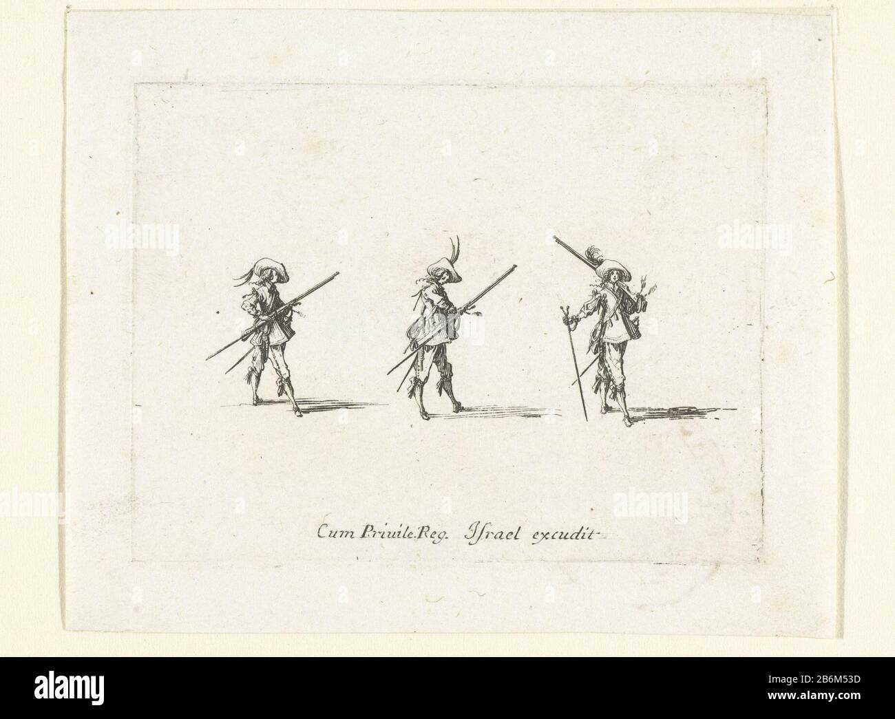Exercities met een musket dragen van musket, lont en furket Militaire ...