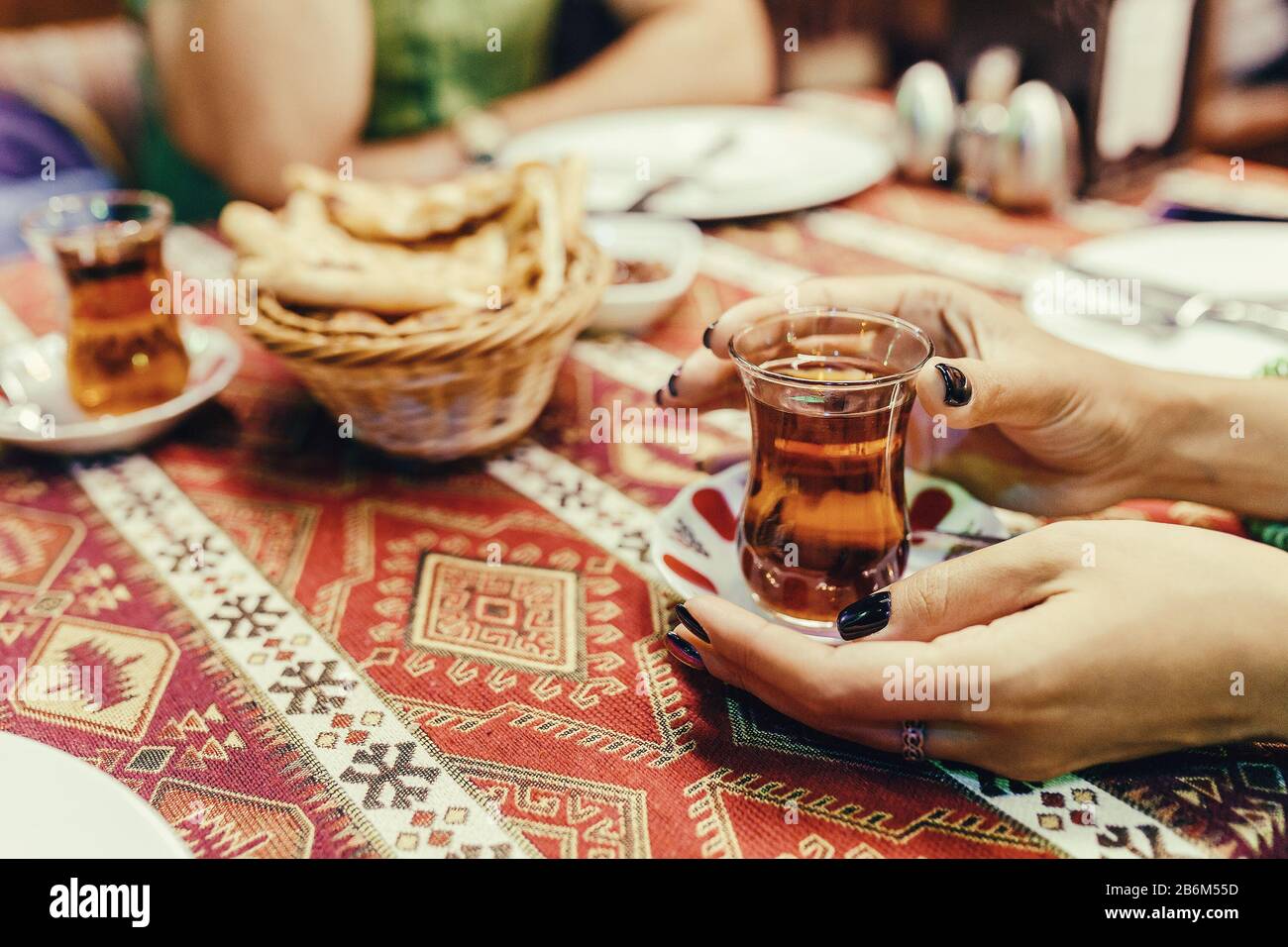 Turkish tea in traditional glass cup Stock Photo - Alamy
