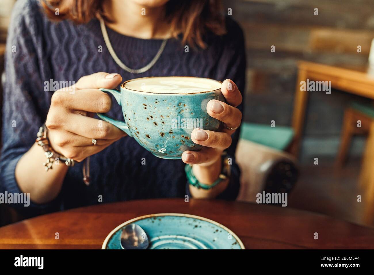 Female Hands Holding Cup Of Coffee Stock Photo - Alamy