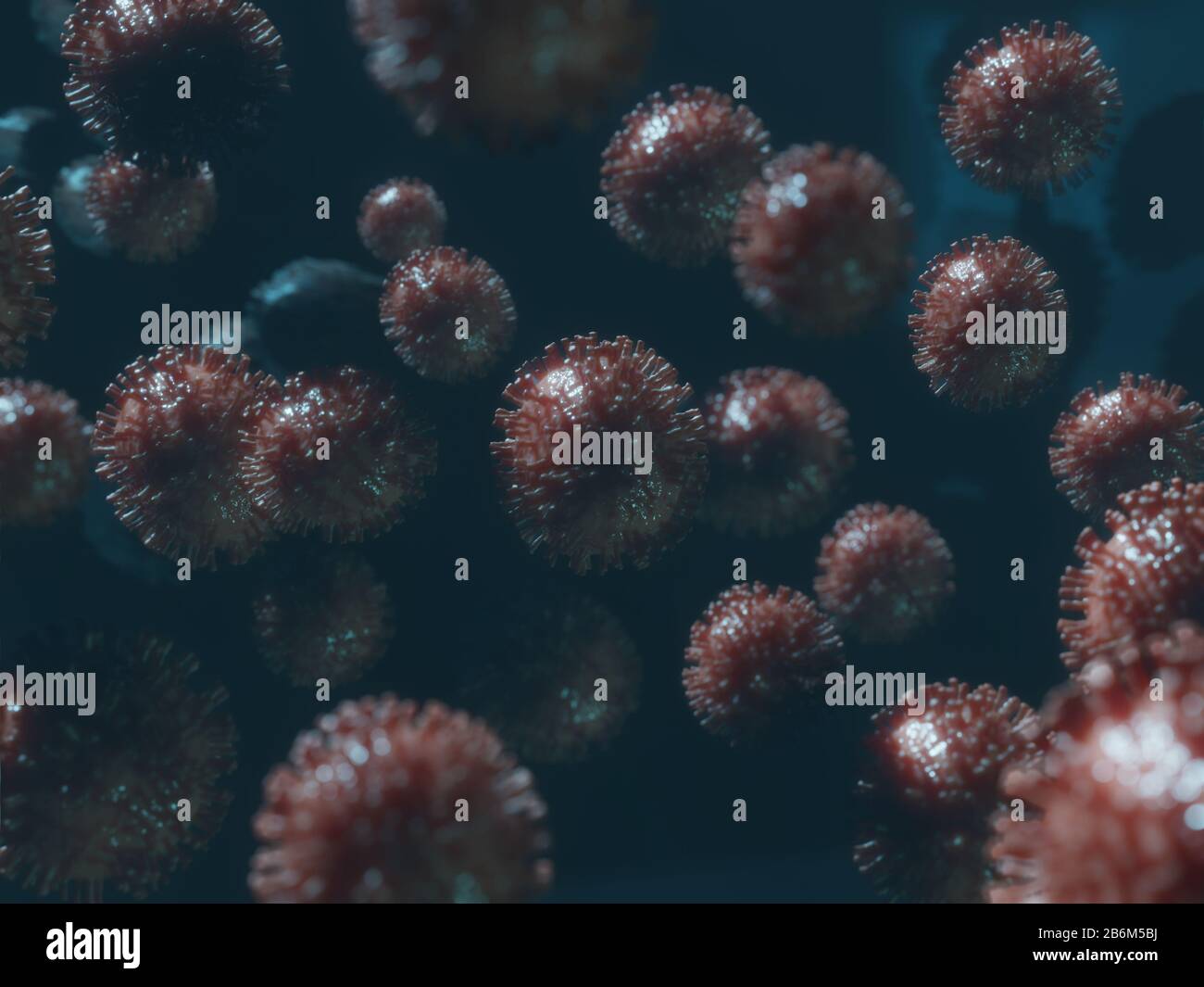 Coronavirus 2019-ncov cell surrounded by other cells. Respiratory ...