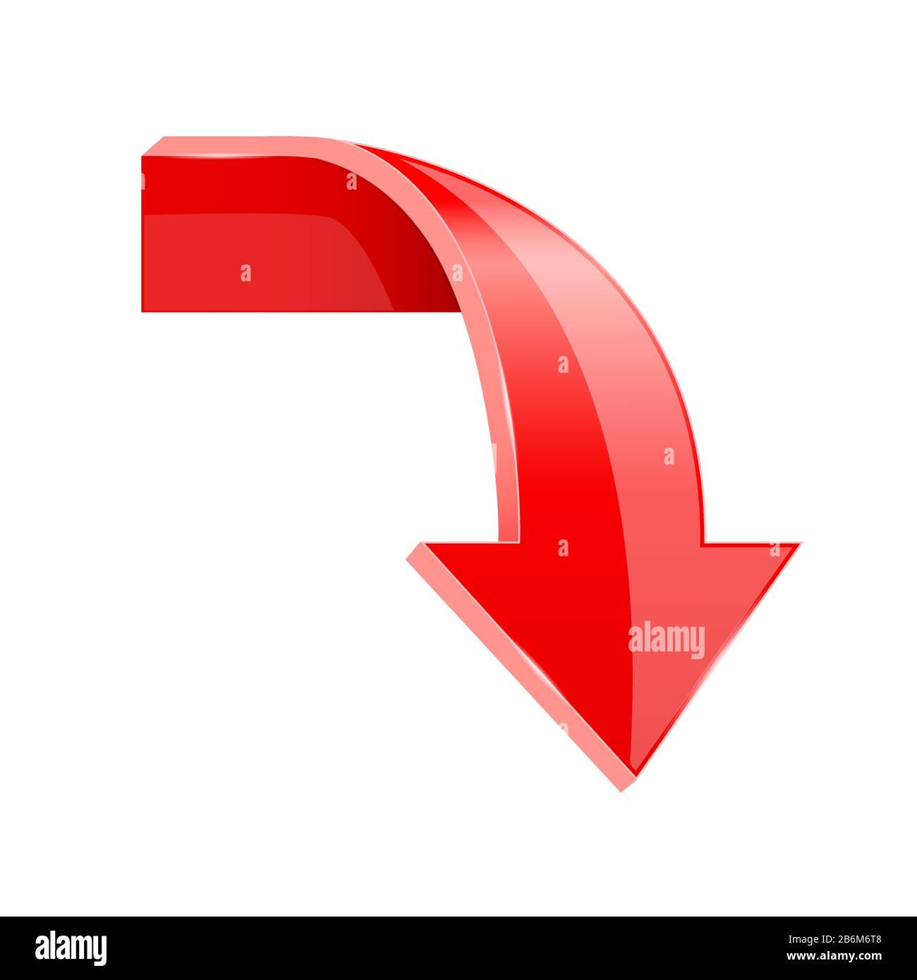 Red down arrow. Shiny 3d icon Stock Vector Image & Art - Alamy
