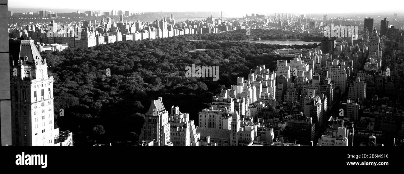 High angle view of buildings in a city, Central Park, Manhattan, New ...