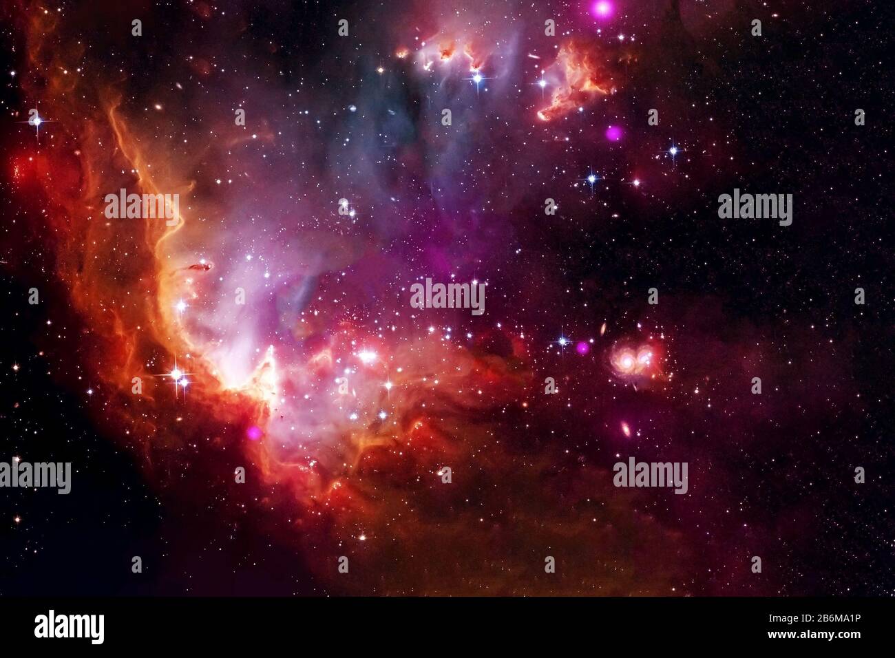 The cosmic nebula is red. Elements of this image were furnished by NASA ...