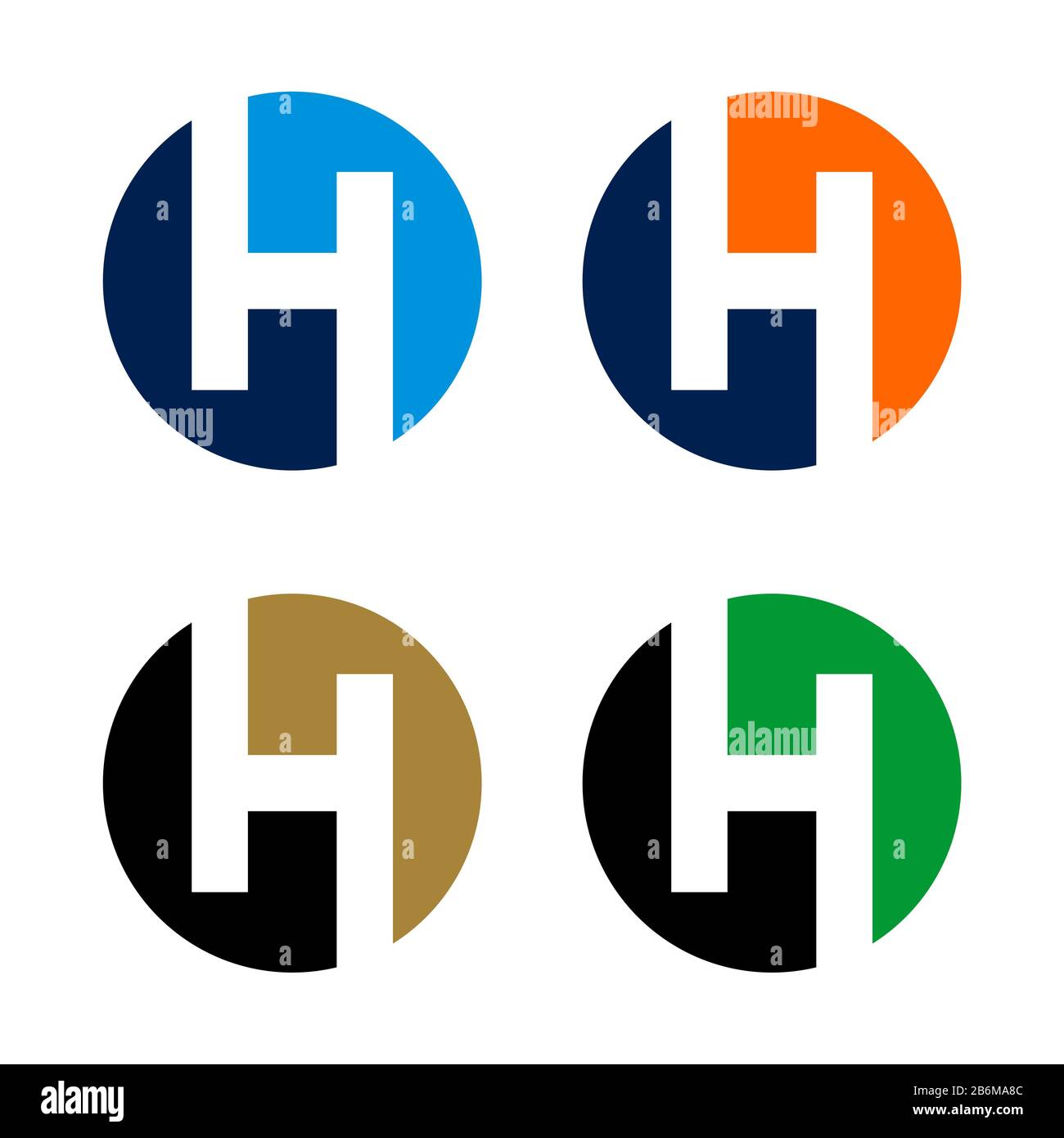 Set H Letter Circle Logo Template Illustration Design. Vector EPS 10 ...