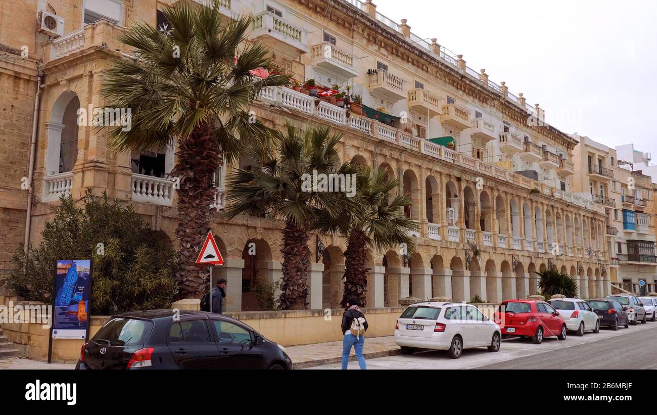 Typical street view in the historic district of Valletta - MALTA, MALTA ...