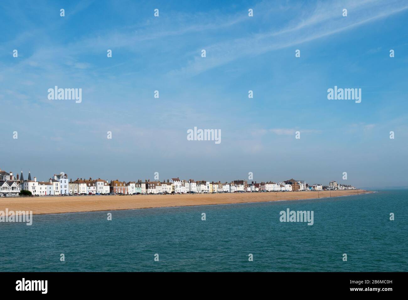 View of the seafront from the pier built in the 1950s at Deal, Kent, UK ...