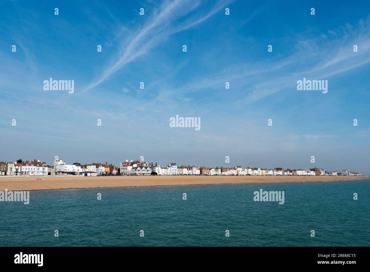 View of the seafront from the pier built in the 1950s at Deal, Kent, UK ...