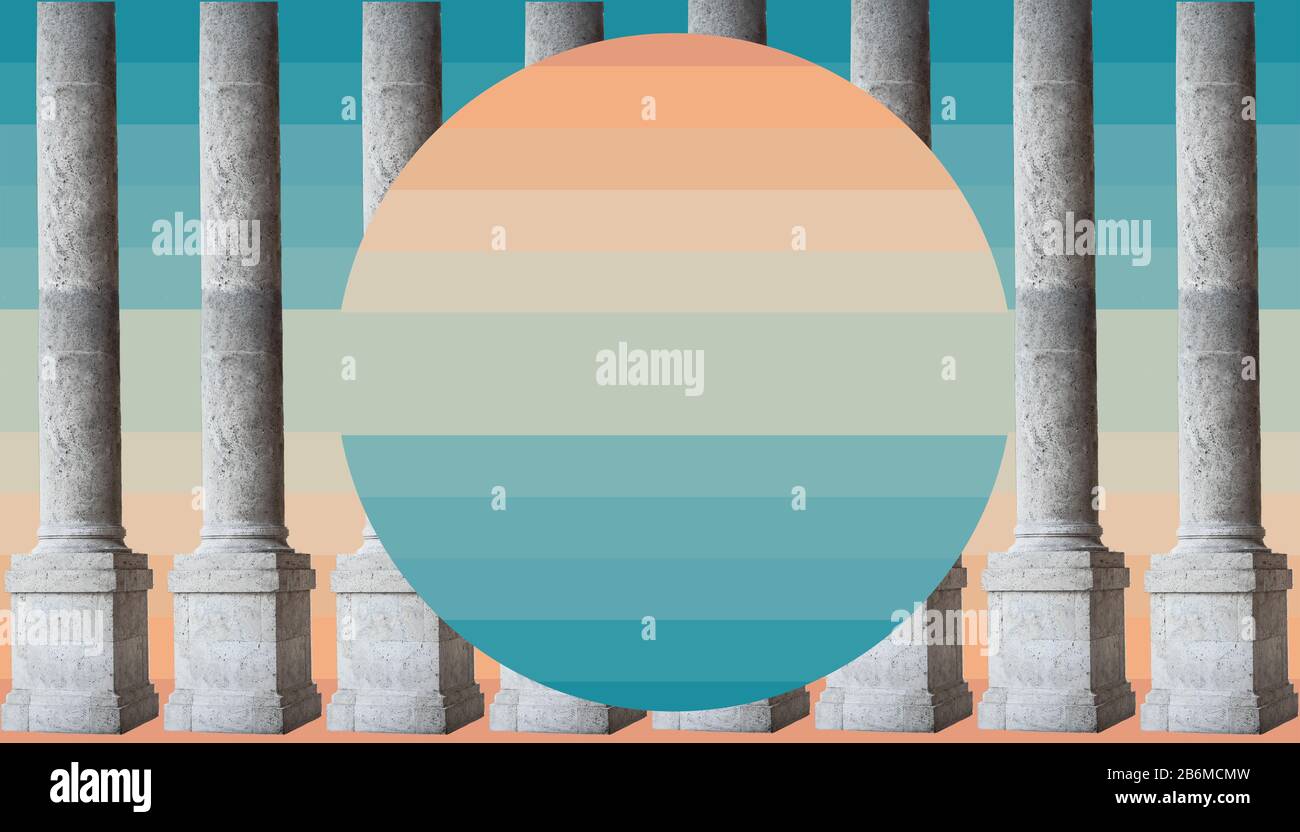 Beautiful pillar abstract surreal geometric landscape collage concept ...