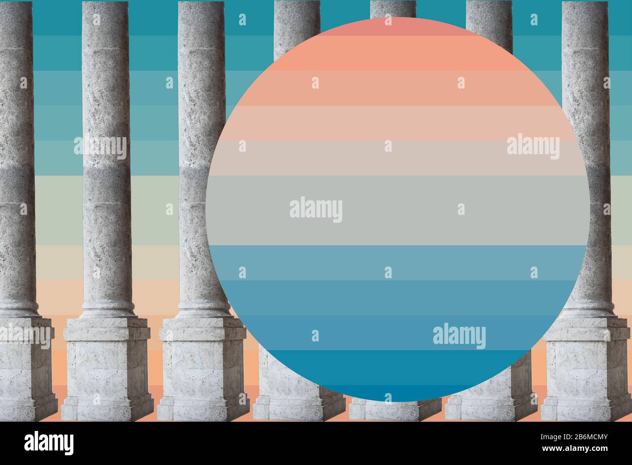 Beautiful pillar abstract surreal geometric landscape collage concept ...