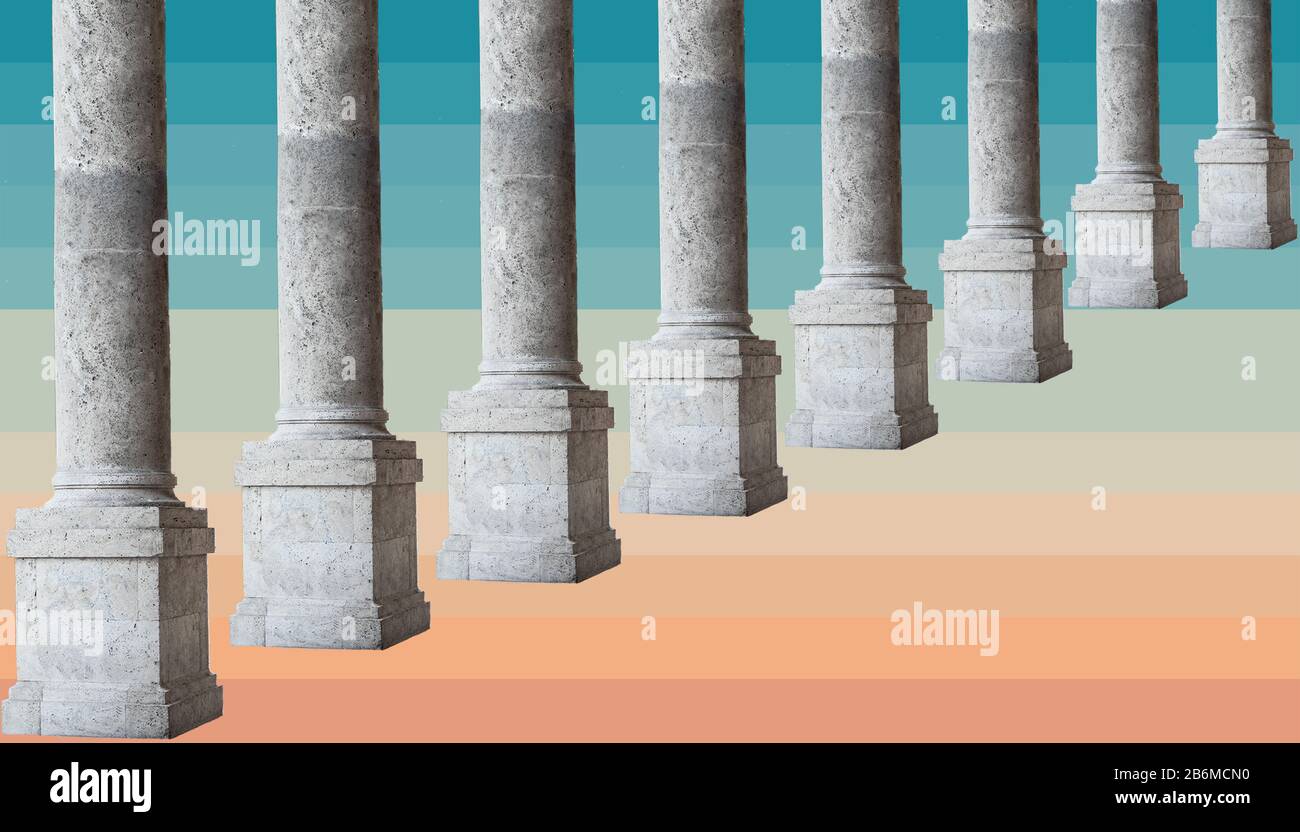 Beautiful pillar abstract surreal geometric landscape collage concept ...