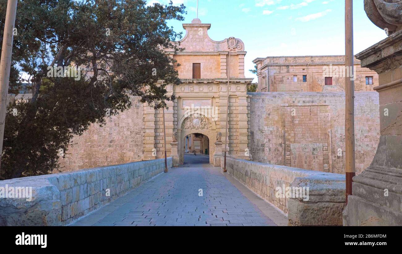 Famous Mdina Gate at the historic hilltop city of Mdina Stock Photo - Alamy